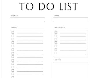 To Do List Printable Pdf - Etsy