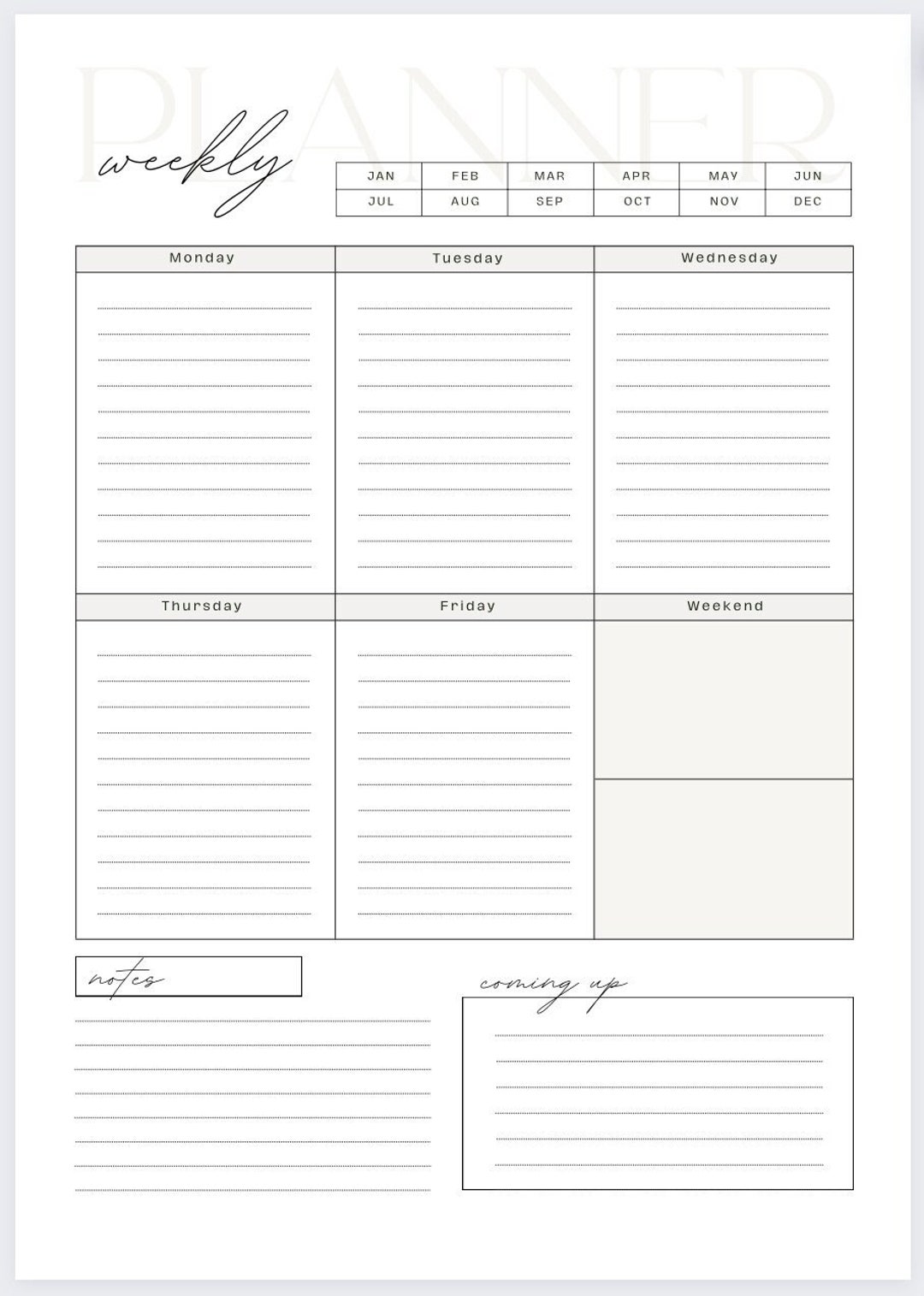 Weekly Planner Printable - Etsy