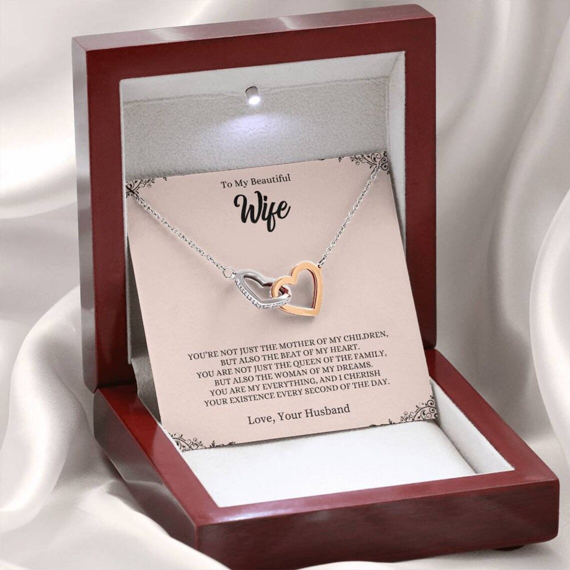 Interlocking Hearts Necklace: Rose Gold Stainless Steel Wife Gift - Etsy