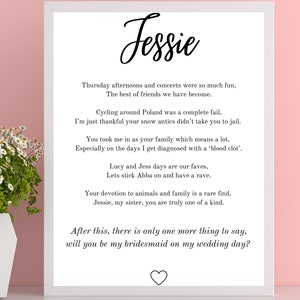 Bridesmaid Proposal Poem - Etsy