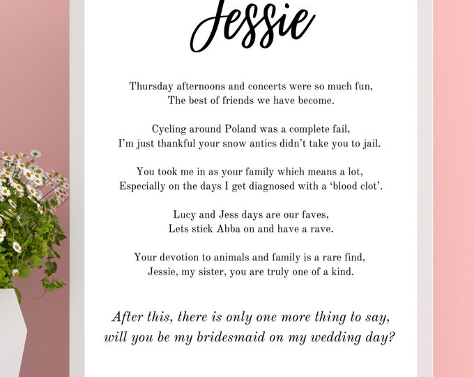 Bridesmaid Proposal Poem - Etsy
