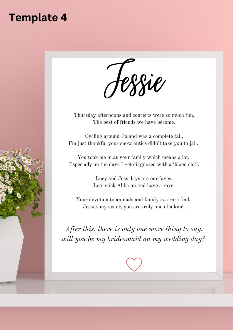 Bridesmaid Proposal Poem - Etsy