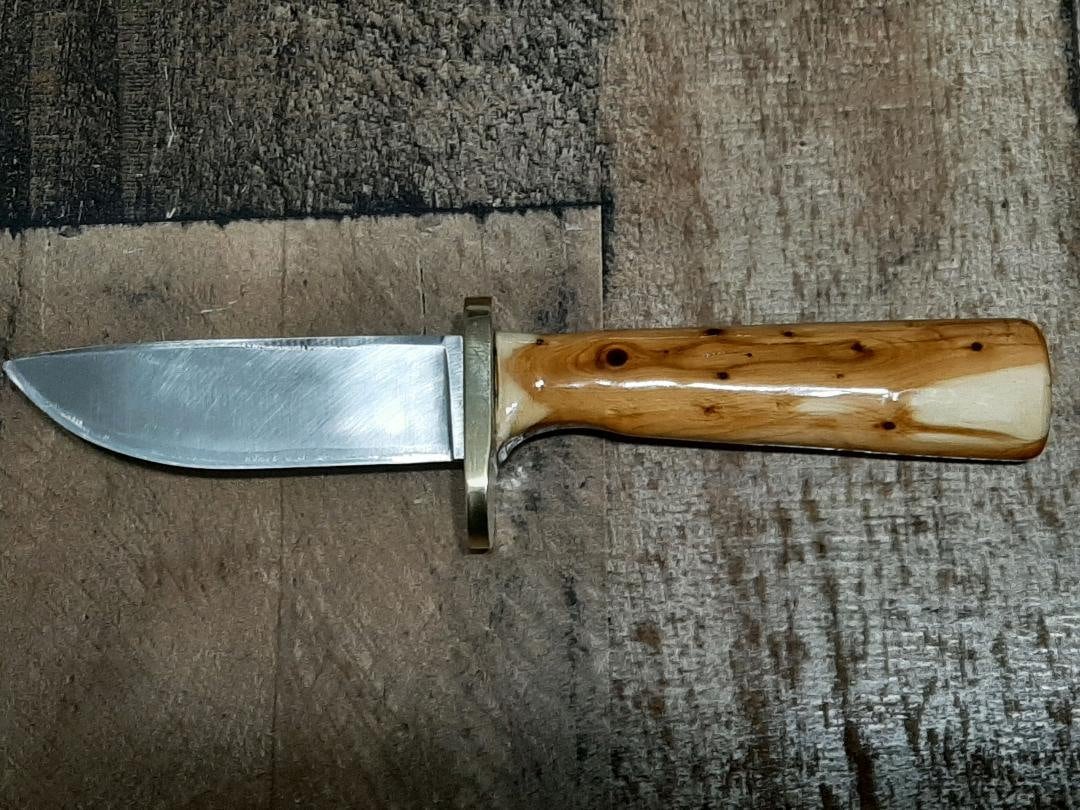 Hand Forged-leaf Spring Steel-knife-with Yew Handle and Brass Guard ...