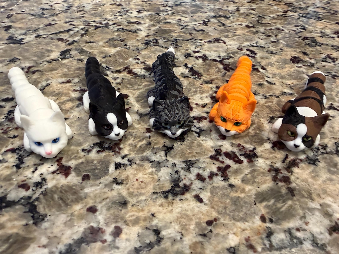 3D Printed Flexi Cat Fidget Toy – Articulated Cat Desk Pet, Cat Lover ...