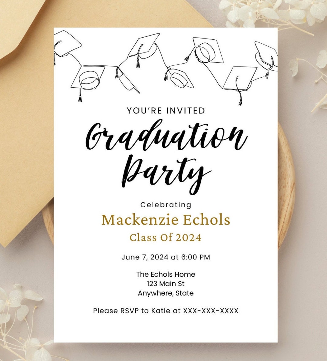 Graduation Party Editable Printable Customize With Canva 5 X 7 Simple ...