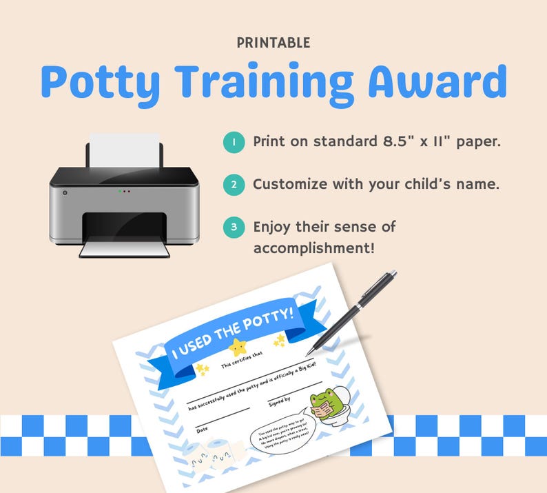 Potty Training Award Certificate | Printable Big Kid Diploma | Digital ...