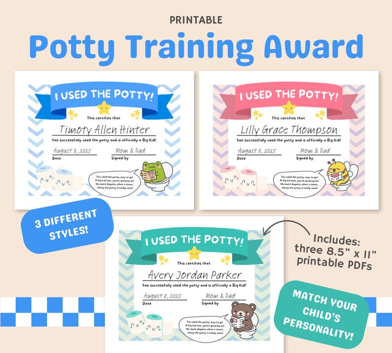 Potty Training Award Certificate | Printable Big Kid Diploma | Digital ...