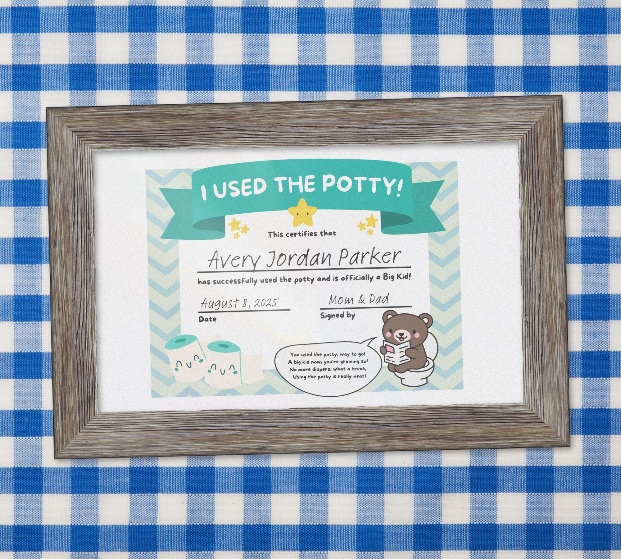 Potty Training Award Certificate | Printable Big Kid Diploma | Digital ...