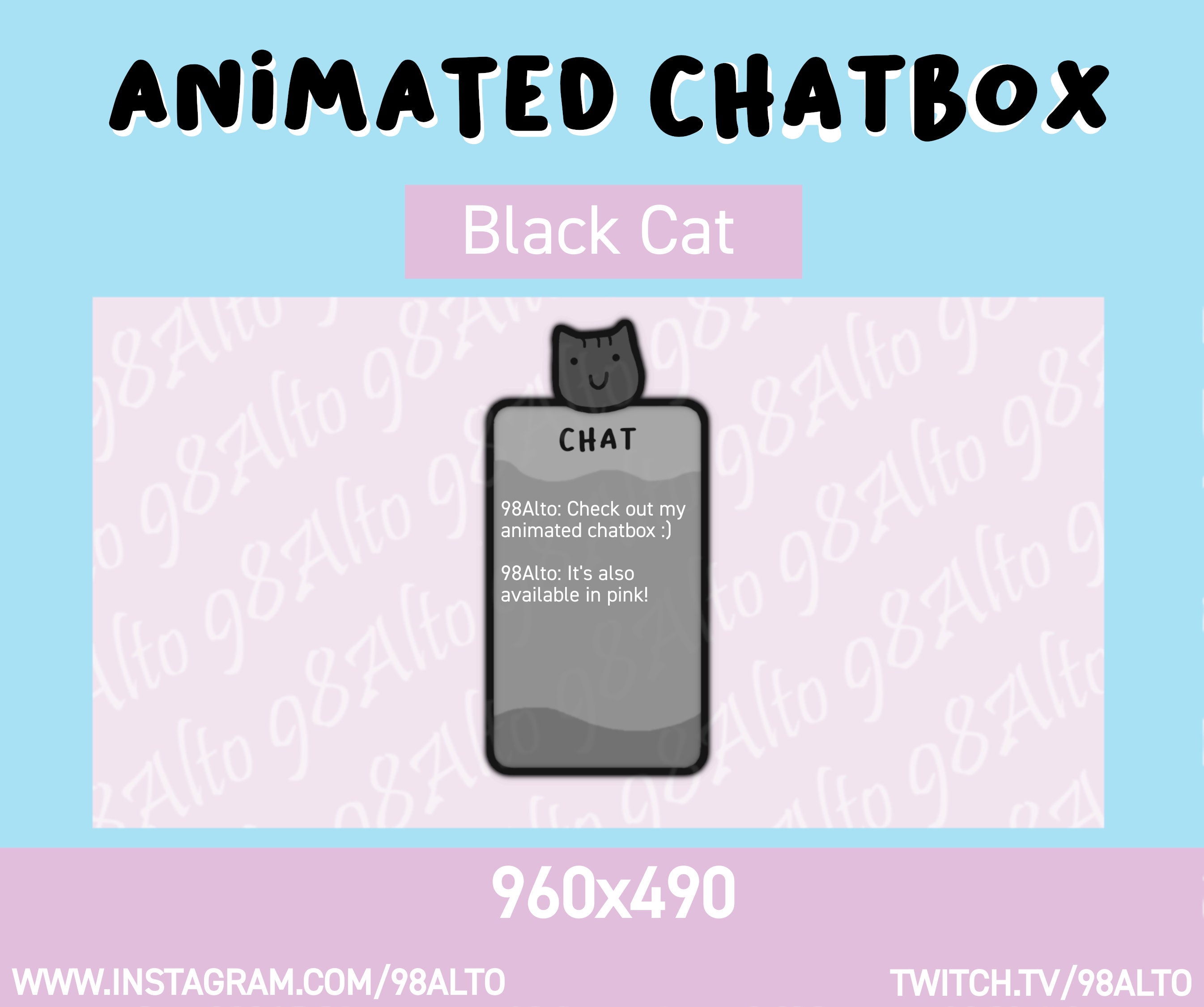 Black Cat Animated Chatbox Twitch - Etsy