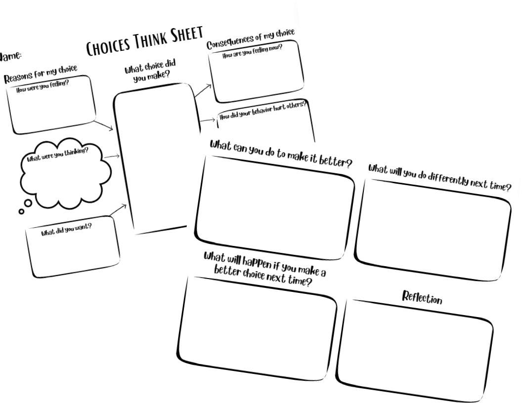 Choice Think Sheets- Restorative Practice for Elementary School - Etsy