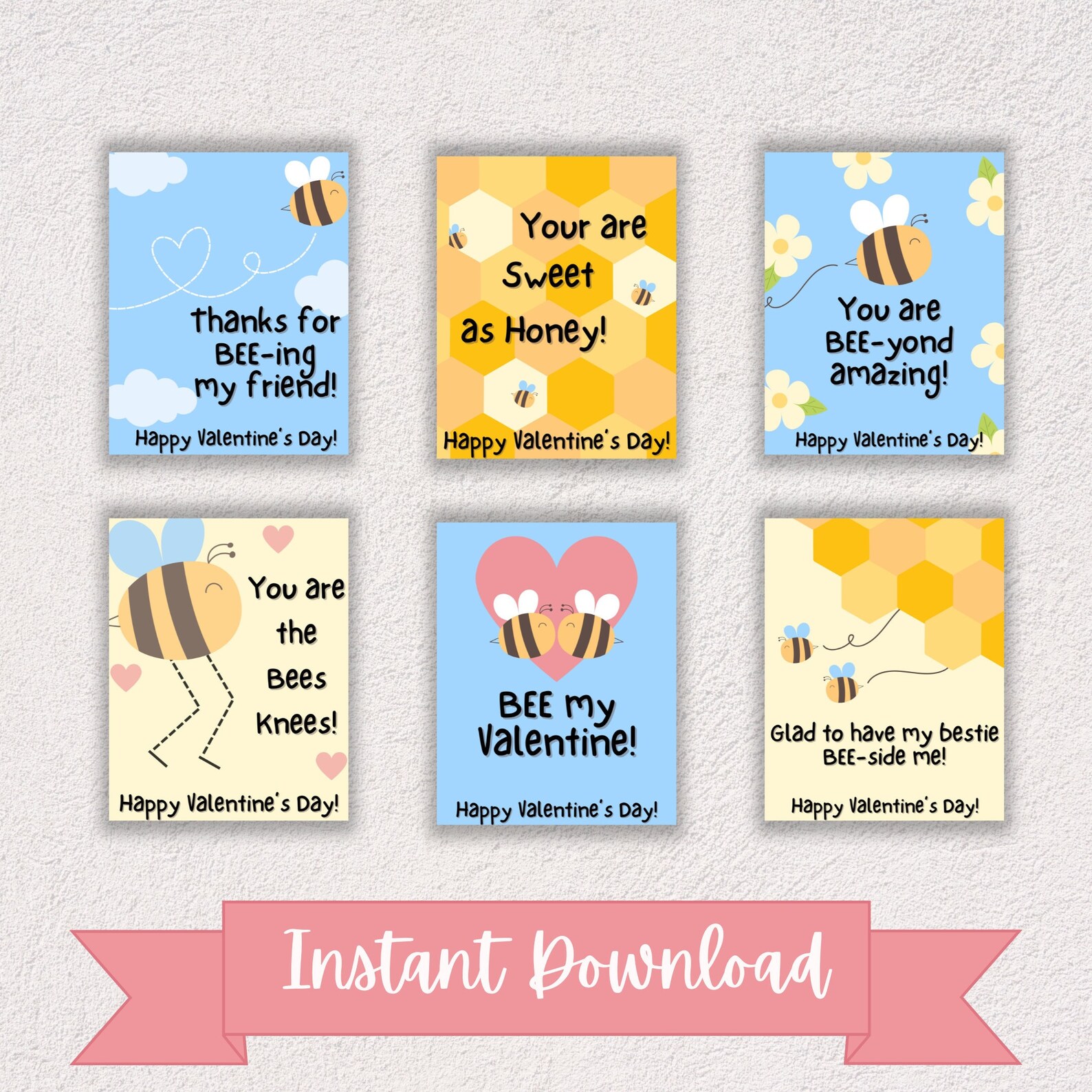 Printable Valentine Cards for Kids Instant Download Valentine's Day ...