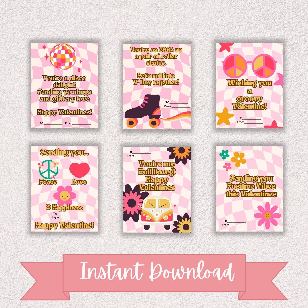 PRINTABLE Groovy Valentines Cards for Tweens and Teens Kids Funny ...