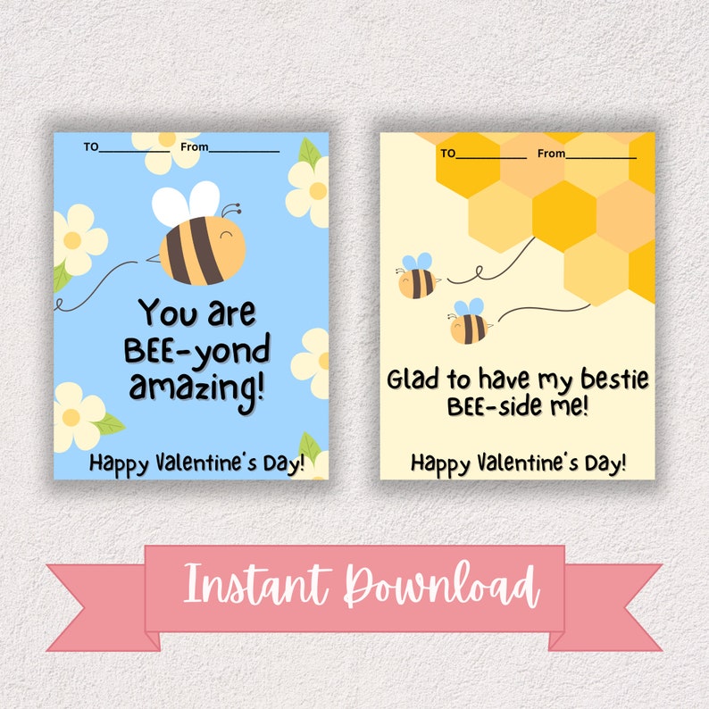 Printable Valentine Cards for Kids Instant Download Valentine's Day ...