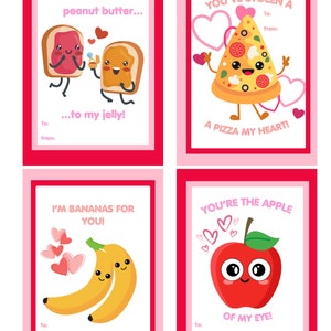 PRINTABLE Kid Valentines Day Card Food Characters Cards Cute Valentines ...