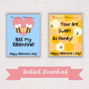 Printable Valentine Cards for Kids Instant Download Valentine's Day ...