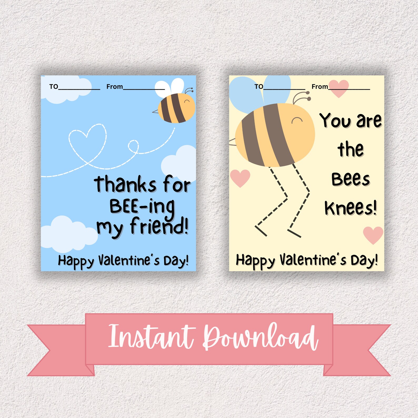 Printable Valentine Cards for Kids Instant Download Valentine's Day ...
