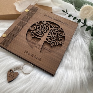 Personalised Wooden Wedding Card and Keyring | Wedding Keepsake ...