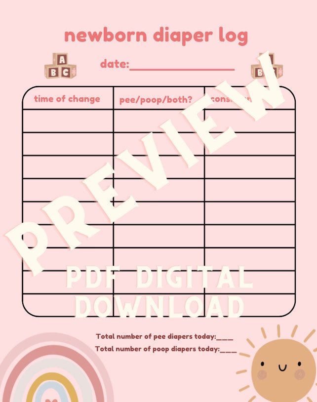 Newborn Eating and Diaper Schedule | Feeding Tracker | Daily Baby ...