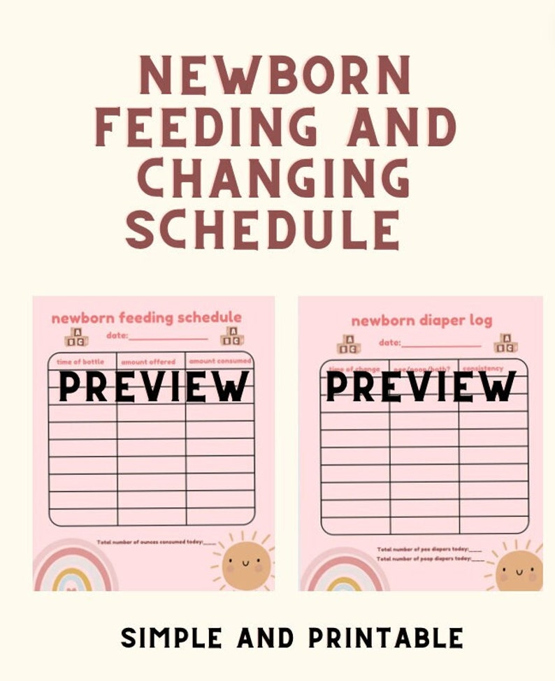 Newborn Eating and Diaper Schedule | Feeding Tracker | Daily Baby ...