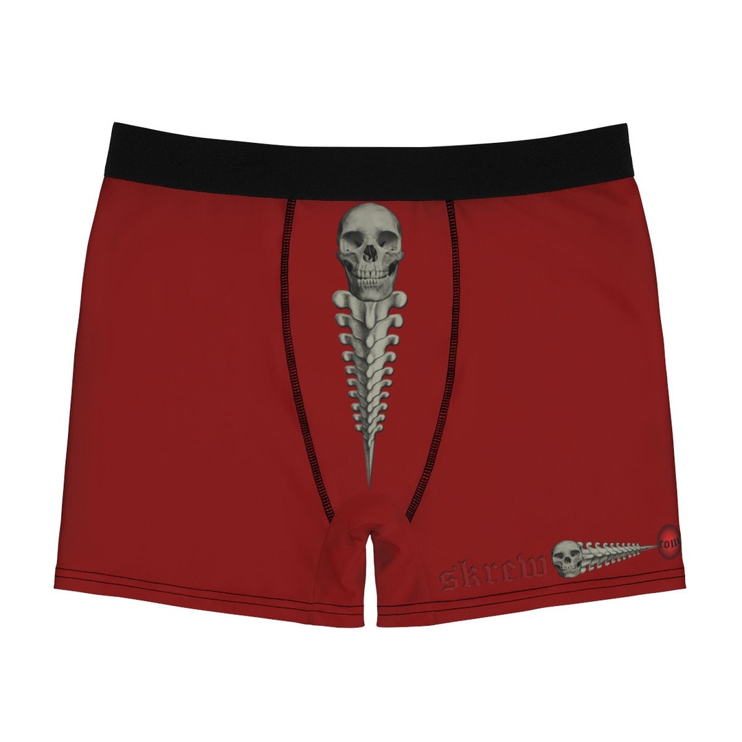 SKREW Vertebrae Logo Skull Red Men's Boxer Briefs Screw - Etsy
