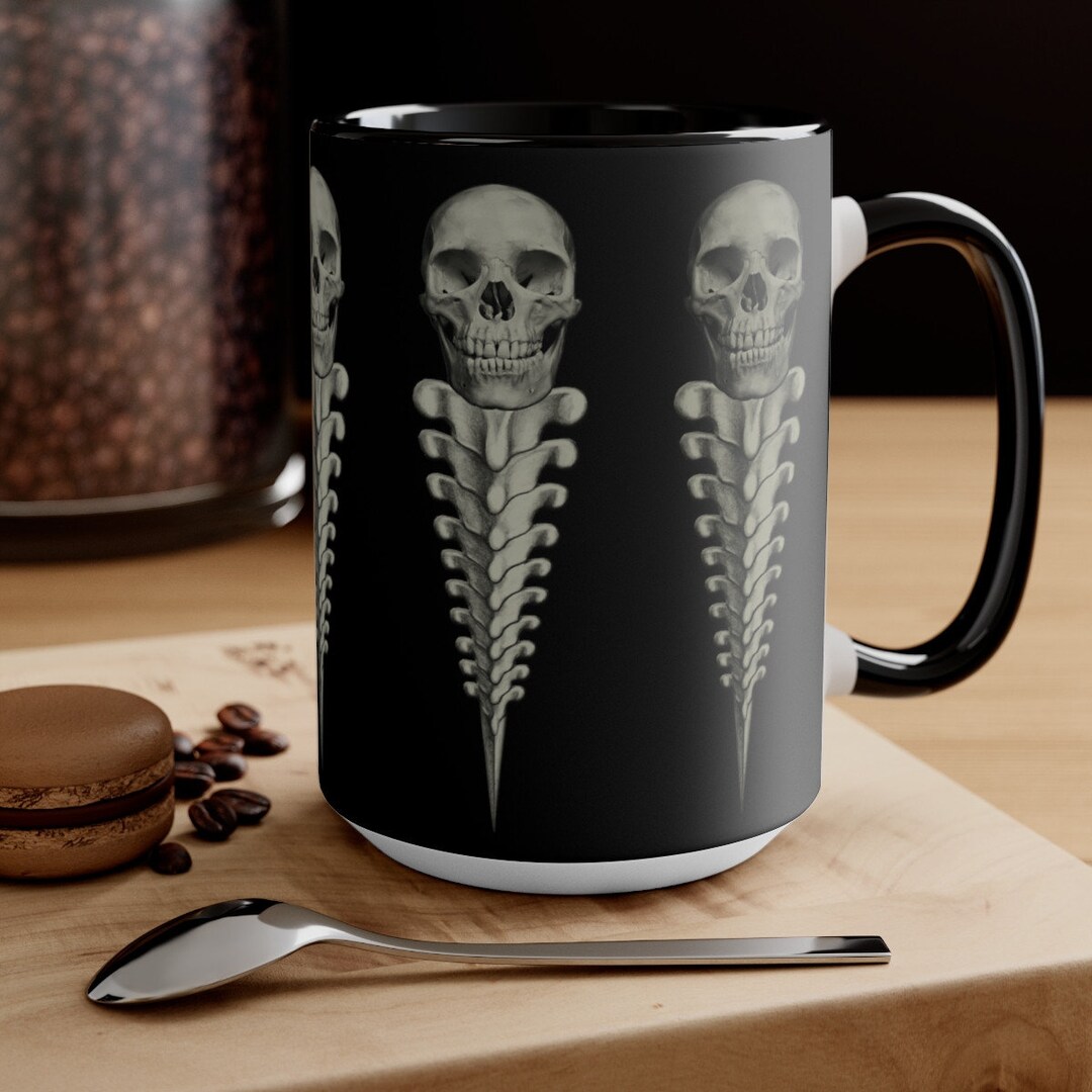 SKREW Skull Vertebrae Logo Black Accent Mug - Etsy