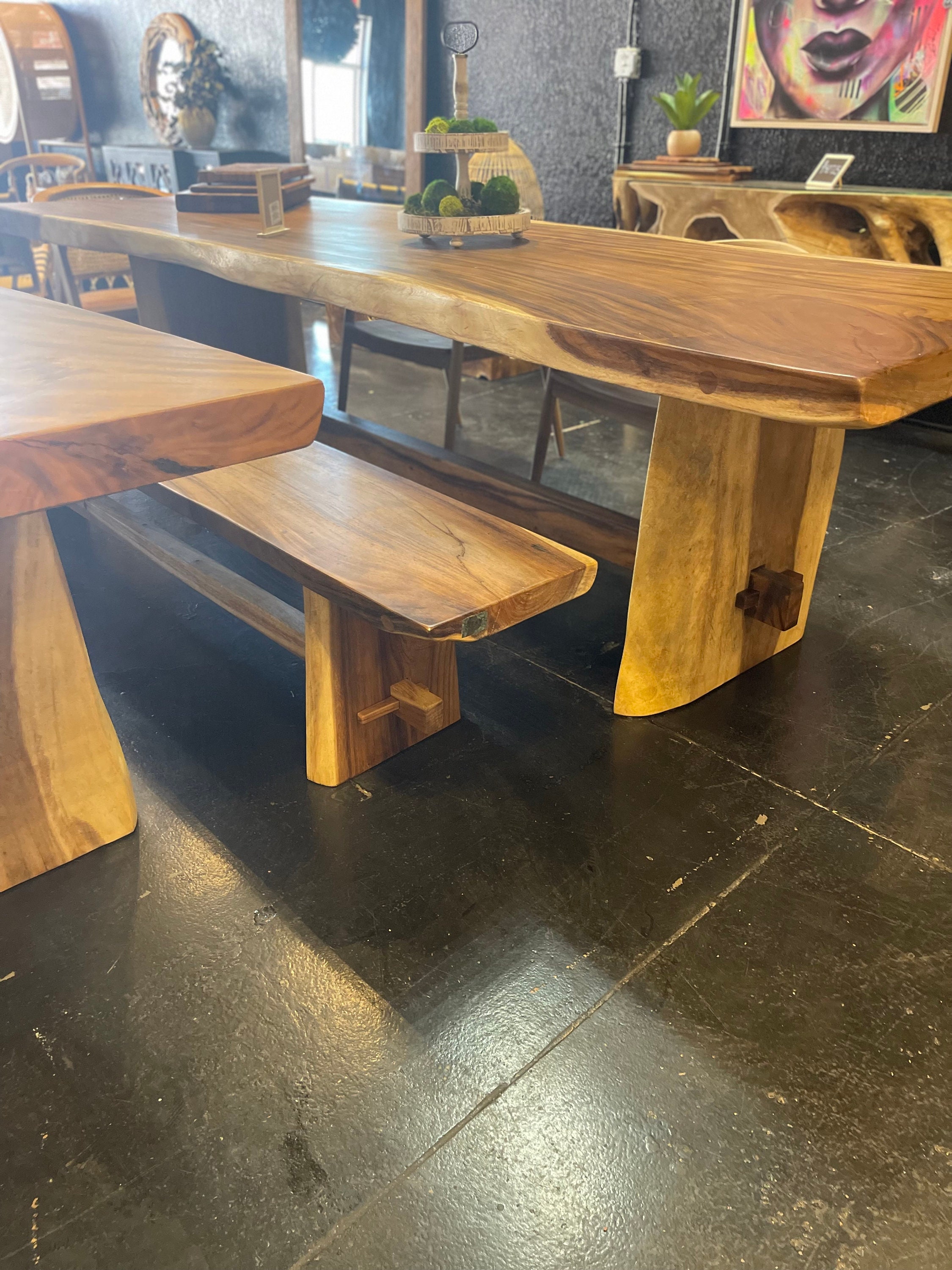 Handmade Teak Wood Dining Table, Custom Organic Design, Solid Wood ...