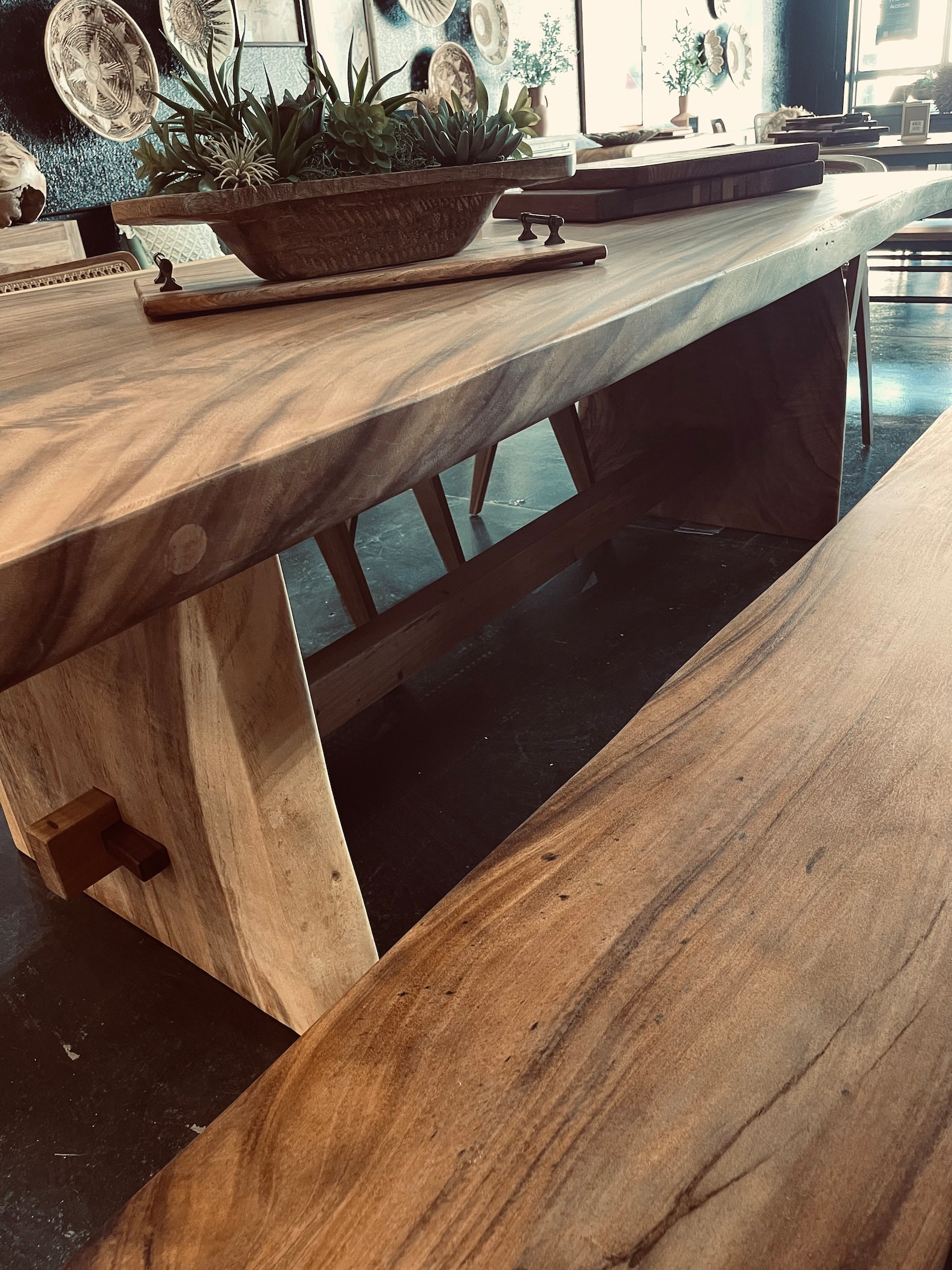 Indonesian Sugar Wood Table, Living Edge Table, Live Edge Desk, Wood Desk, Rustic Table, Outdoor ...