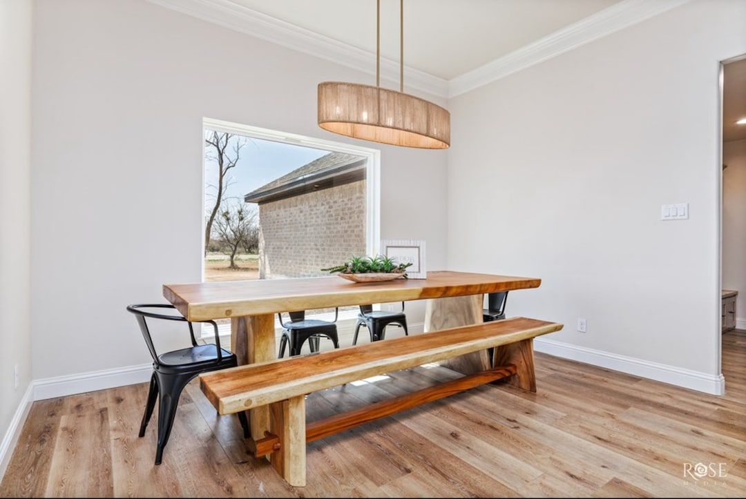 Teak Wood Dining Table, Solid Wood Kitchen Table, Modern Farmhouse ...