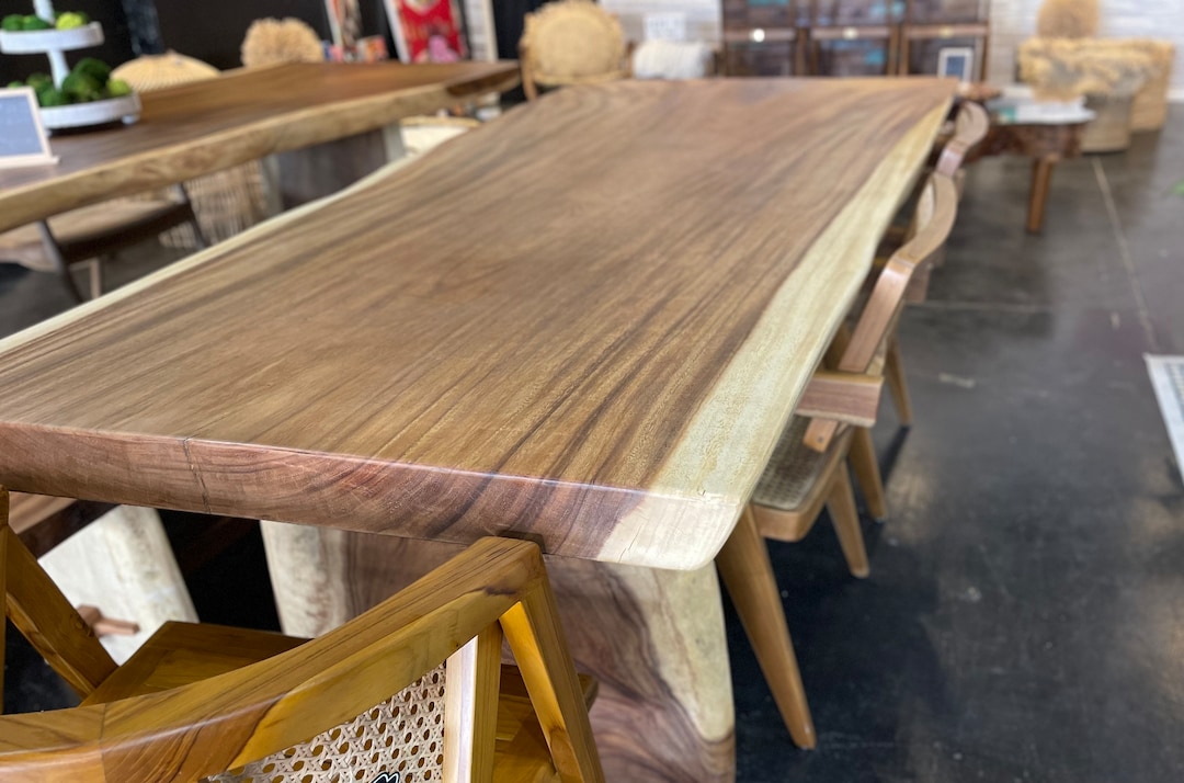 Handmade Teak Wood Dining Table, Custom Organic Design, Solid Wood ...