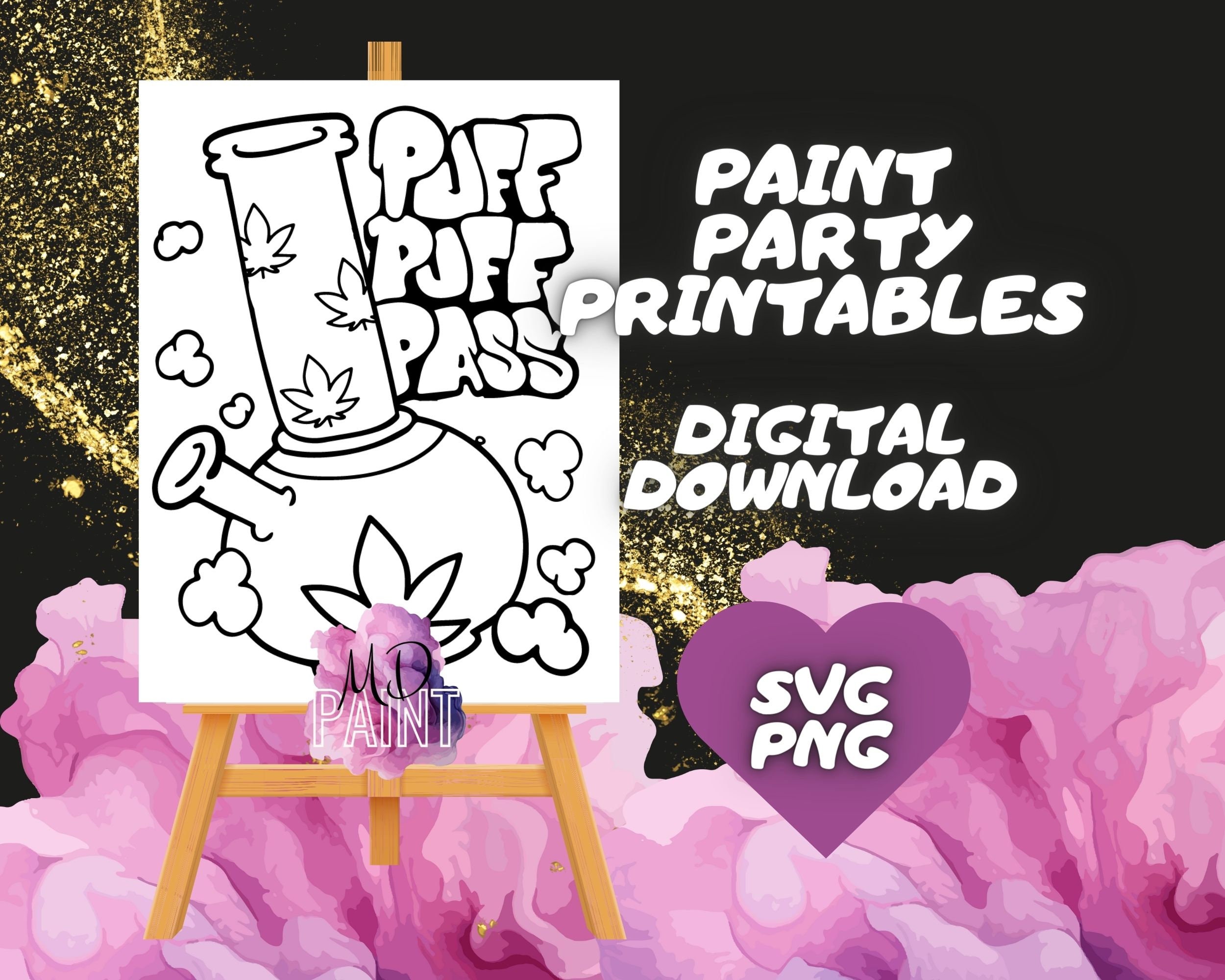 Smoke Paint, Paint and Sip Diy Paint Kits Pre Drawn Outline Canvas ...