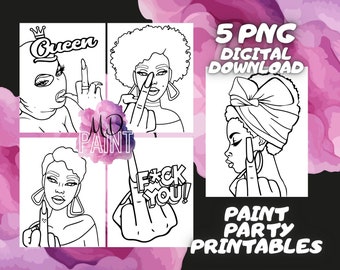 CANVAS Printables Paint and Sip Diy Paint Kits Pre Drawn Outline Canvas ...