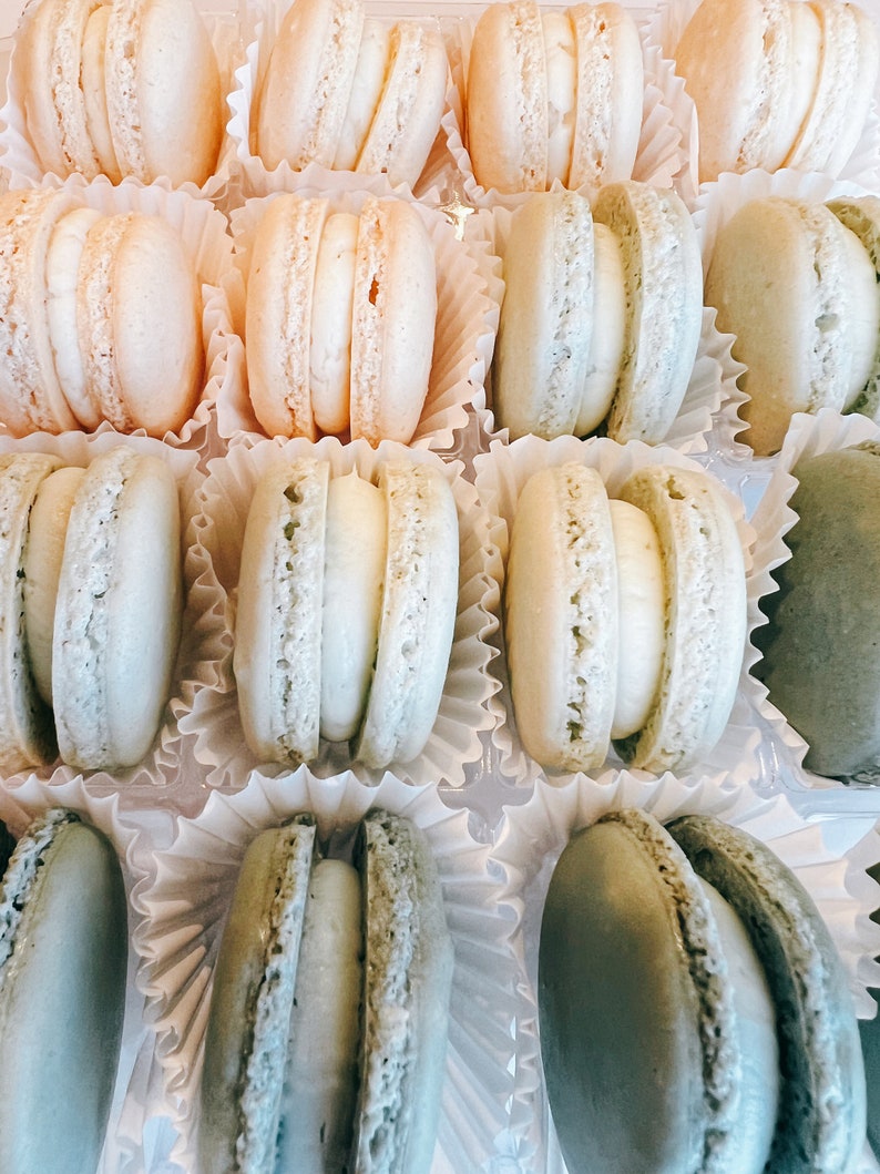 Dusty Blue Ombre French Macaron Set 16 Luxury Event Favors, Small ...