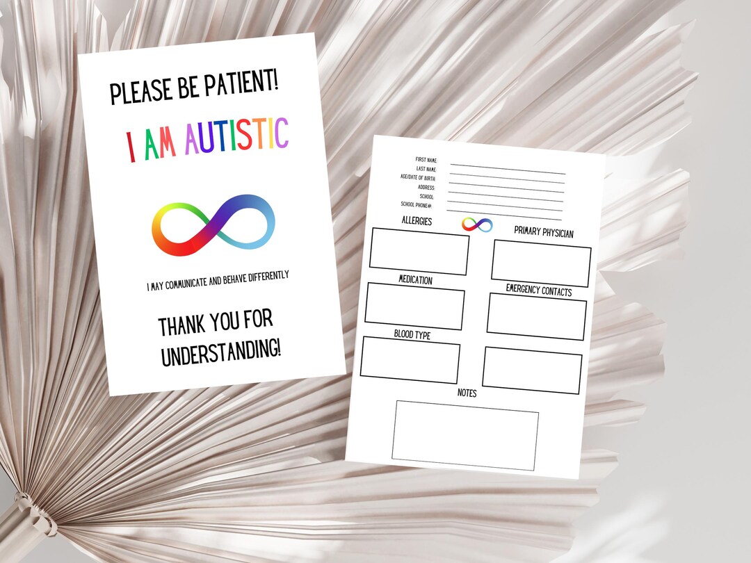 Autism ID Card, Autism Card, Autism Medical Card, Autism Alert Card ...