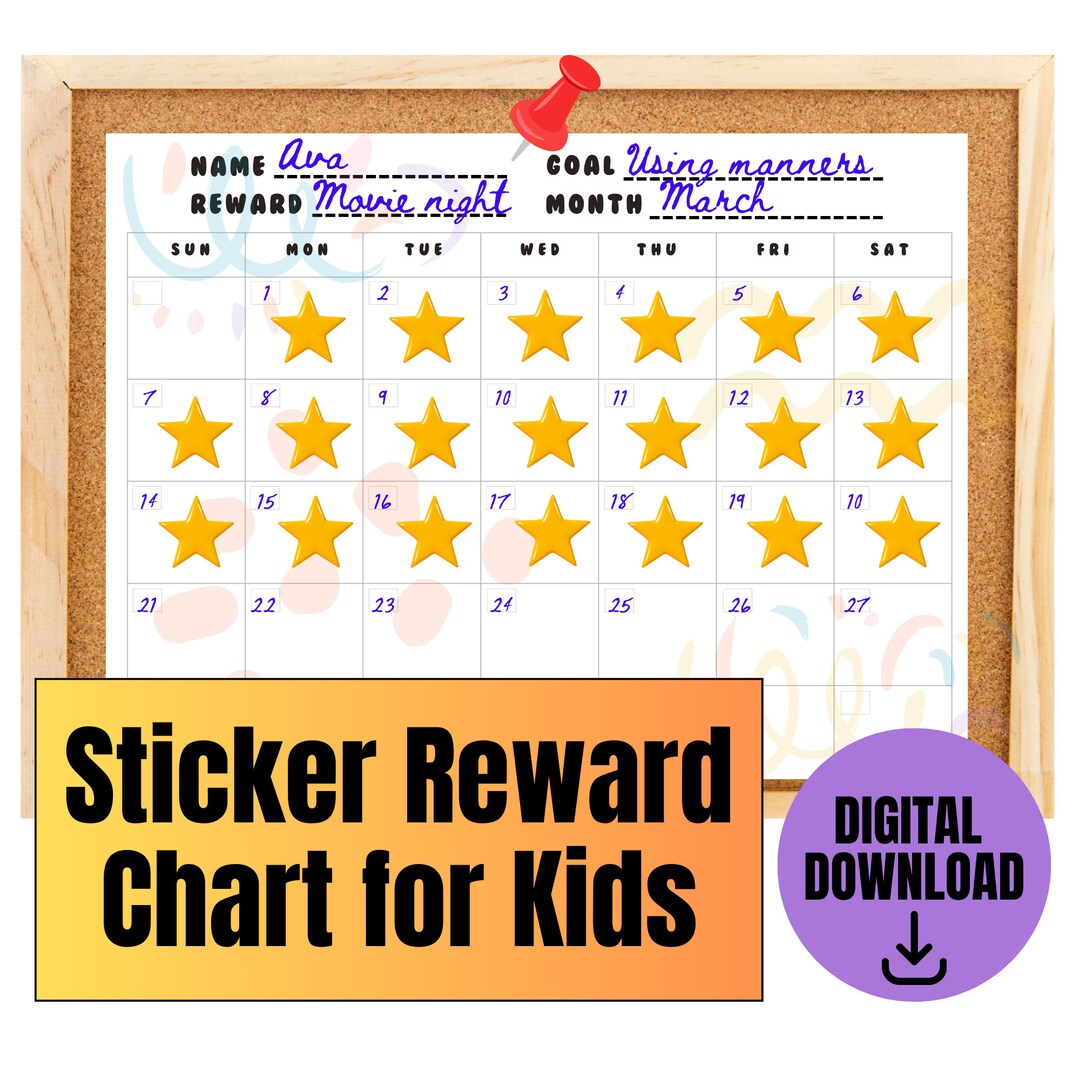 Shine Bright! Monthly Sticker Reward Chart - Download, Print ...