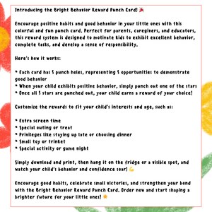 Bright Behavior Reward Punch Card for Kids - Encourage Good Habits! - Etsy