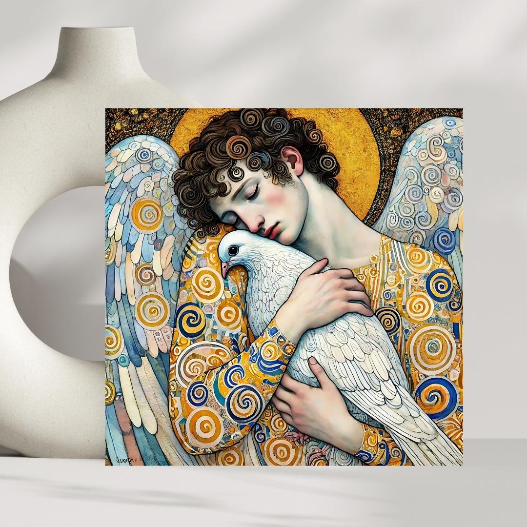 Angel Hugging a Pigeon - Printable Card (digital Download) - Etsy