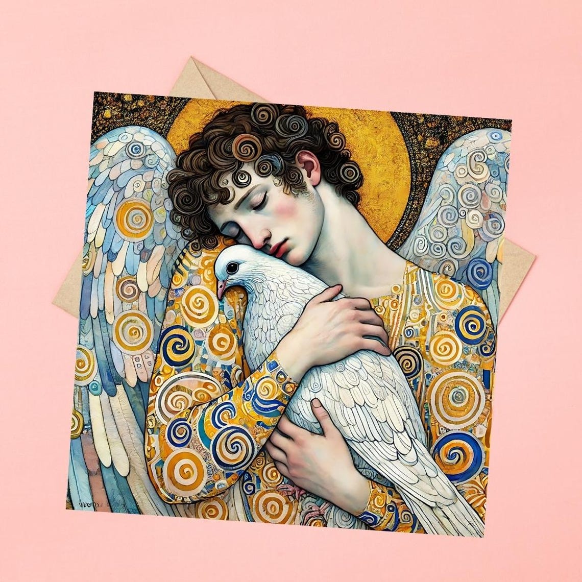 Angel Hugging a Pigeon - Printable Card (digital Download) - Etsy