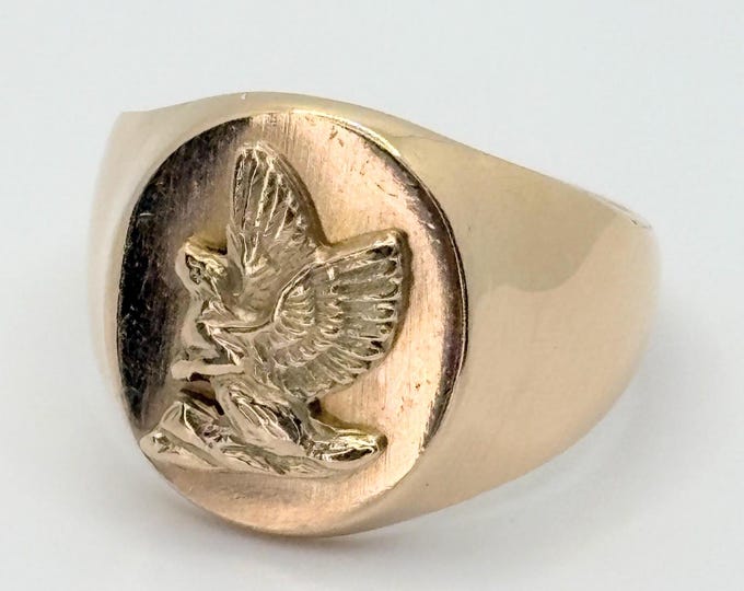 Vintage 10kt Gold 'winged Beaver' Signet Ring - Avon Old Farms - Size 8 ...
