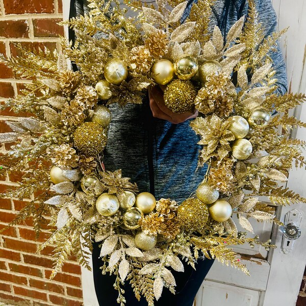Gold Wreath Christmas - Etsy
