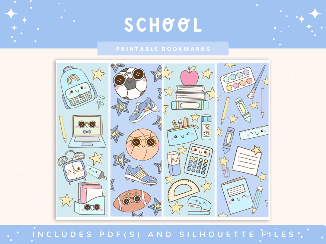 Printable Bookmark Set, School Bookmarks, Digital Bookmarks, Book ...
