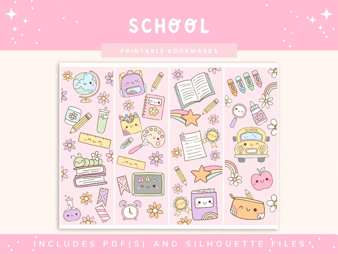 Printable Bookmark Set, School Bookmarks, Digital Bookmarks, Book ...