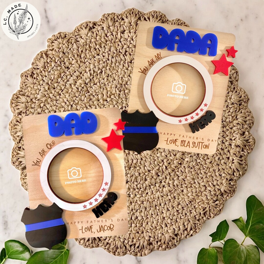 Father's Day Photo Frame, Police, Blue Line, Visor Clip, Magnetic ...