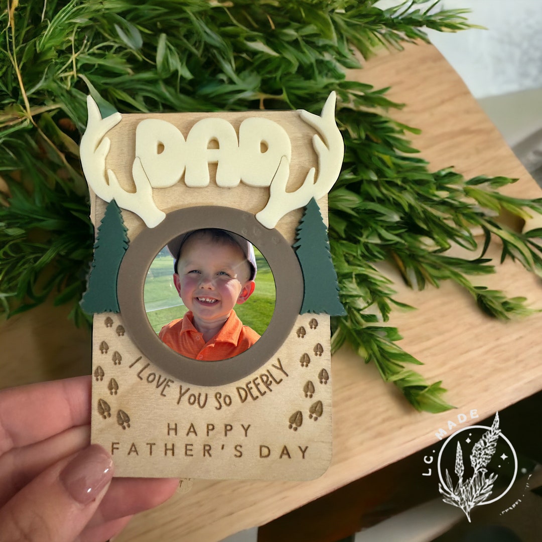 Deer Father's Day Photo Frame, Visor Clip, Magnetic, Father's Day Gift ...