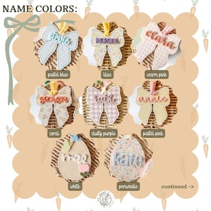 Floral Bow Easter Basket Name Tag, Personalized Easter Basket Tag, Bow ...