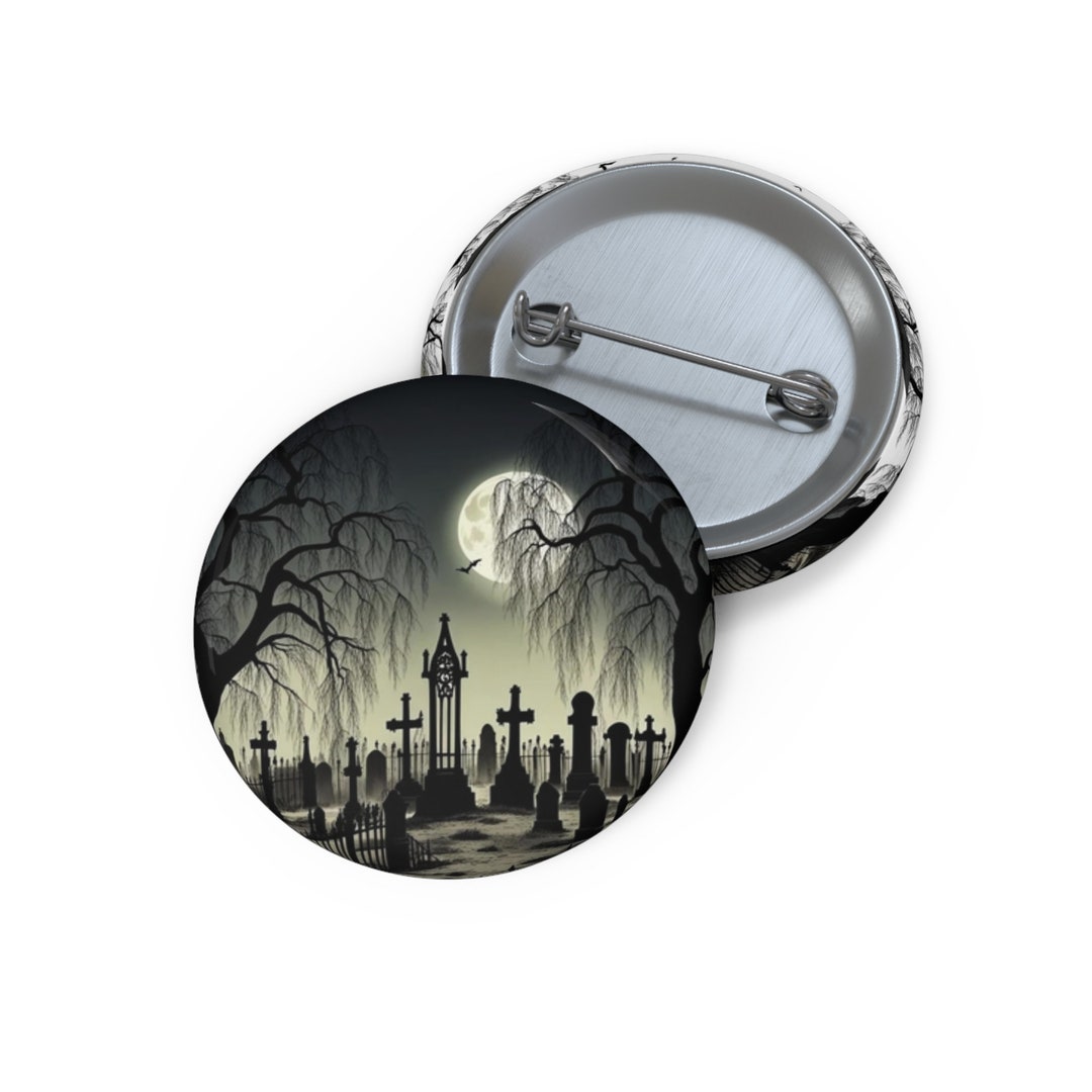 Gothic Cemetery Pin Button - Etsy