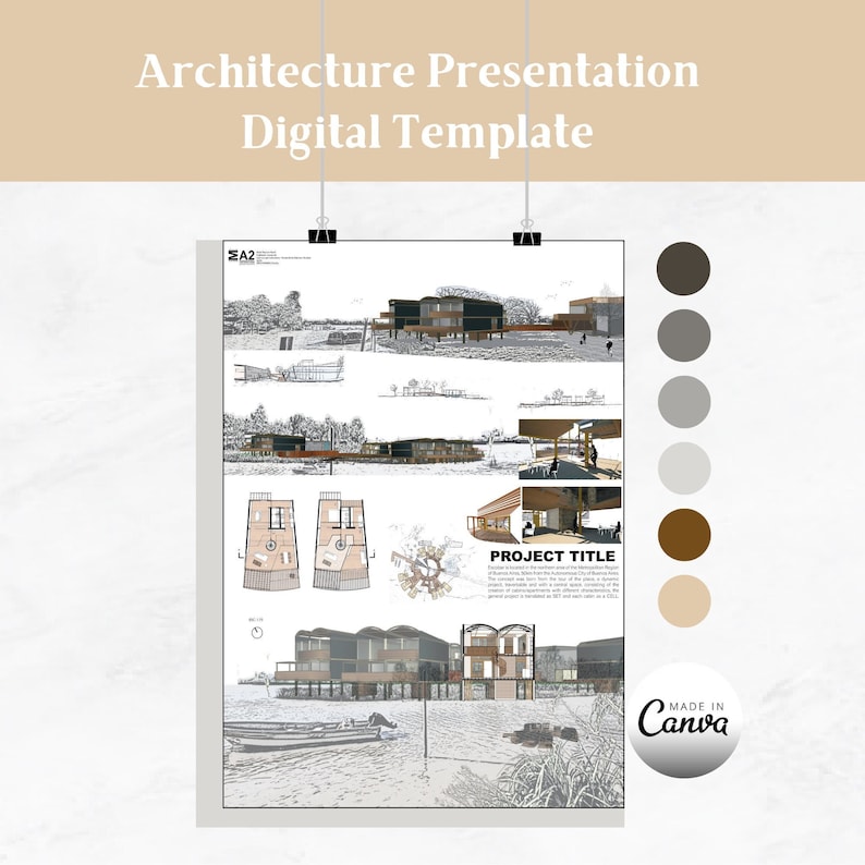 Plantilla De Presentación Lámina De Arquitectura en Canva/ Diagrama ...