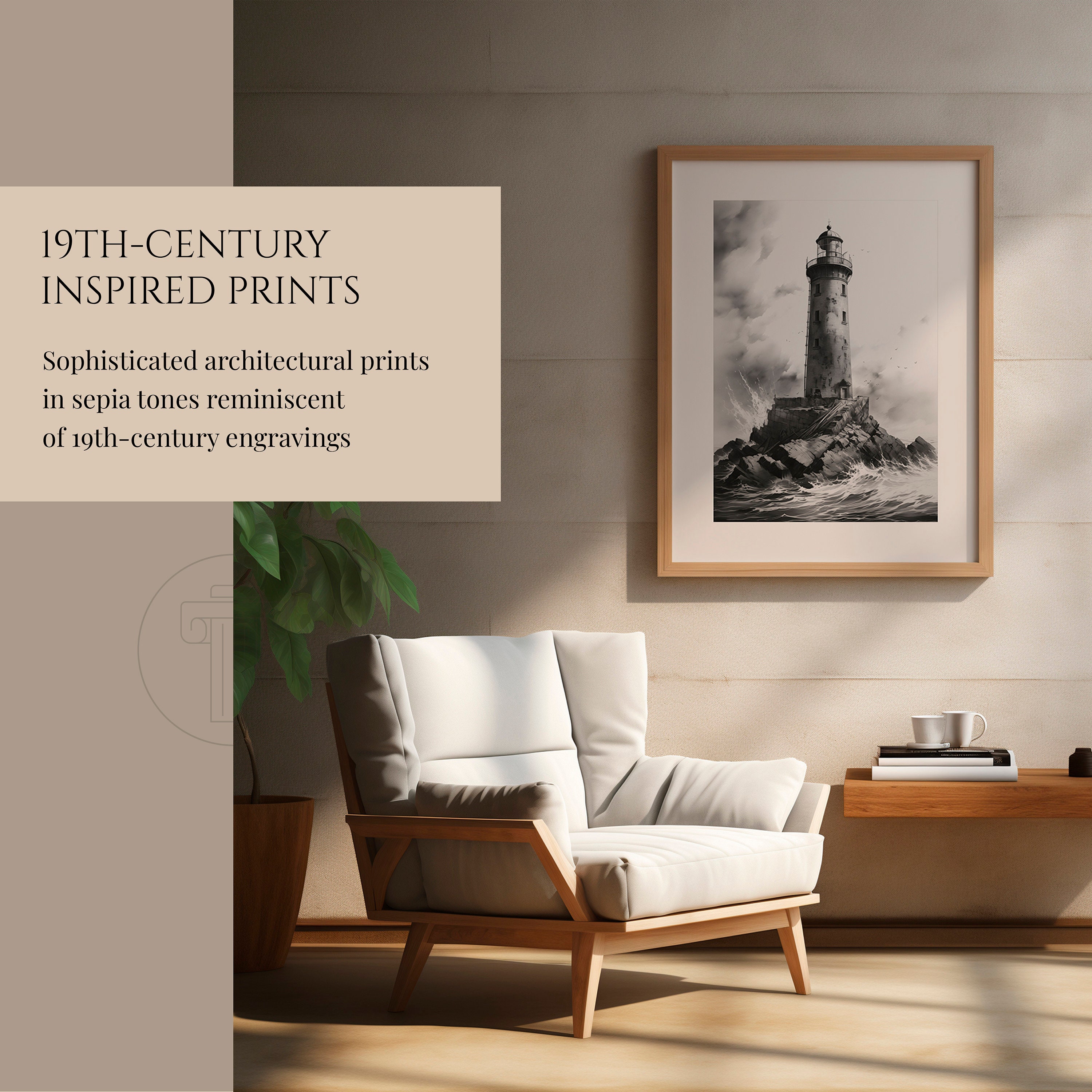 Vintage Lighthouse Architectural Print. Ancient Buildings Etching ...