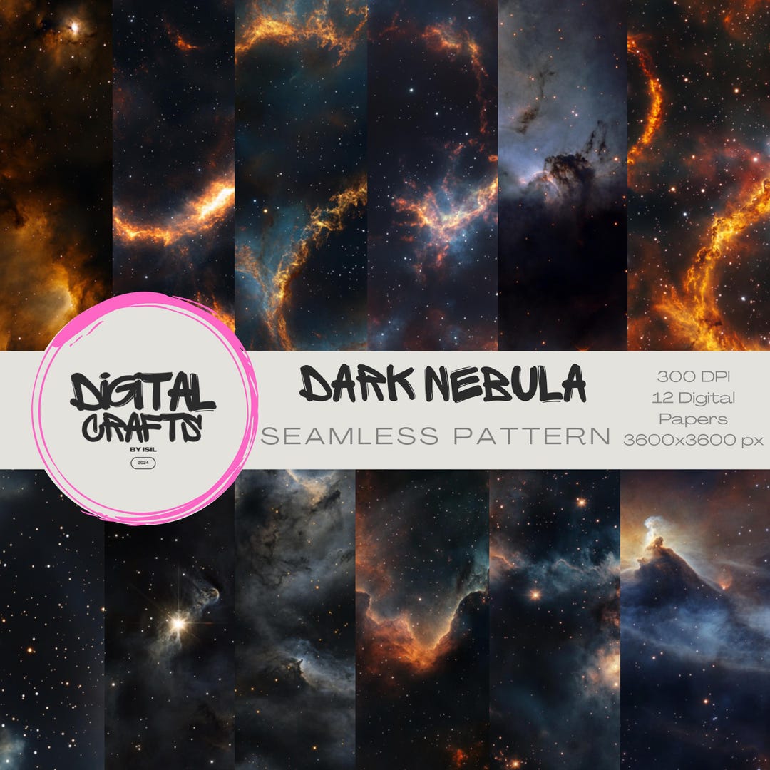 Whimsical Dark Nebula Seamless Pattern Celestial Design Digital ...