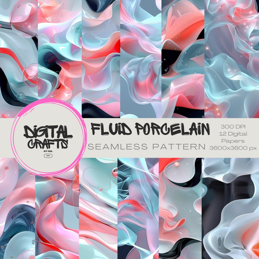 Fluid Porcelain Seamless Digital Pattern Abstract Ceramic Style ...
