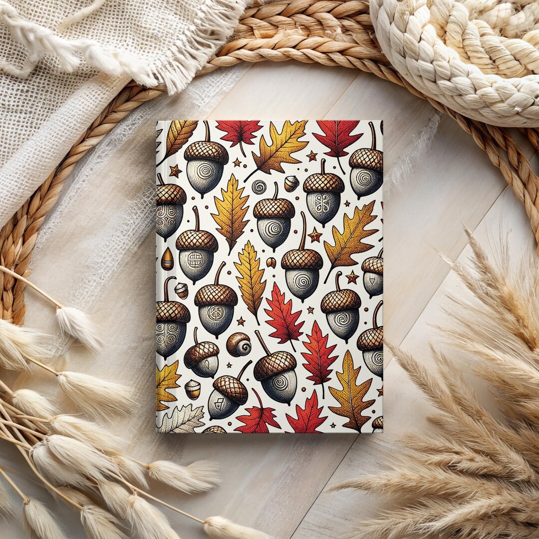 Engraved Acorns and Leaves Journal Book of Shadows Hardback Vintage ...